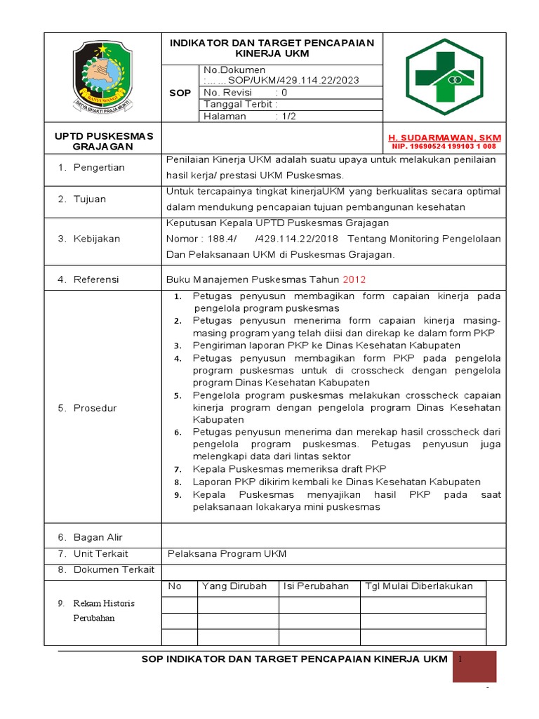 Sop Indikator & Target Kinerja | PDF