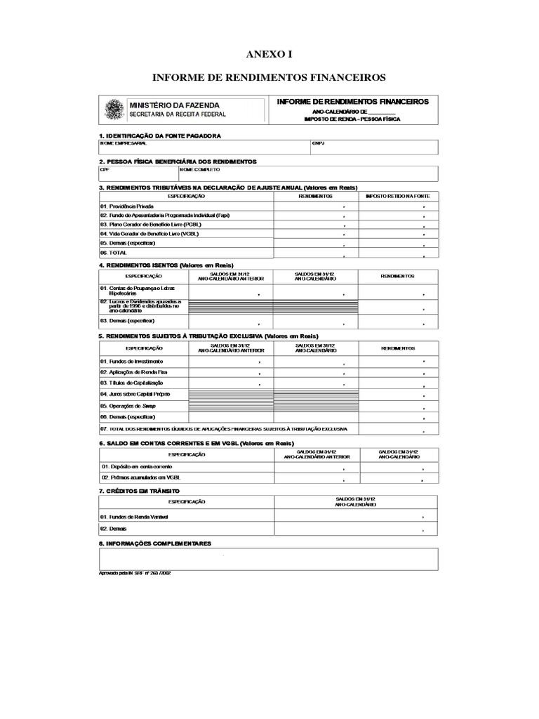 Modelo de Informe de Rendimentos | PDF | Impostos | Renda