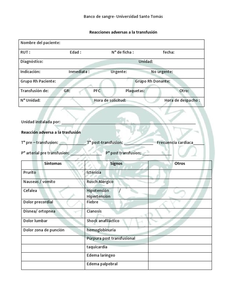 Reacciones Adversas A La Transfusión | PDF