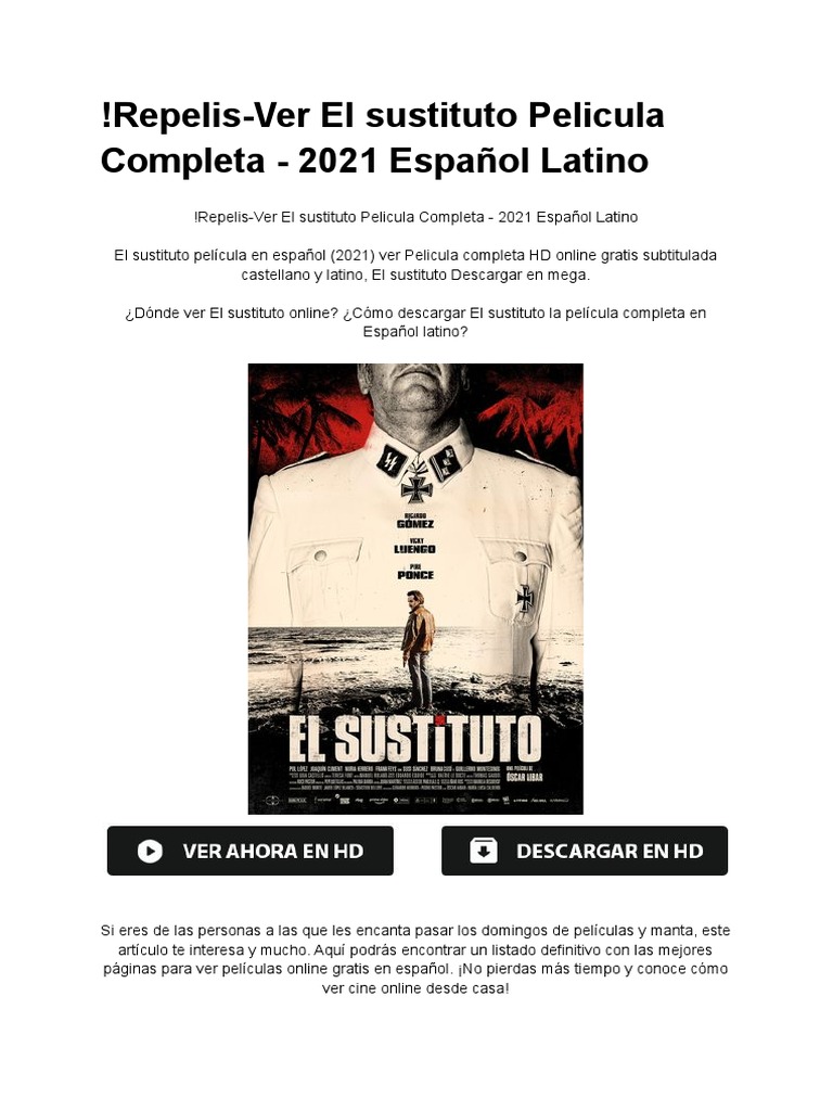 Repelis Ver El Sustituto Pelicula Completa 2021 Espanol Latino | PDF ...