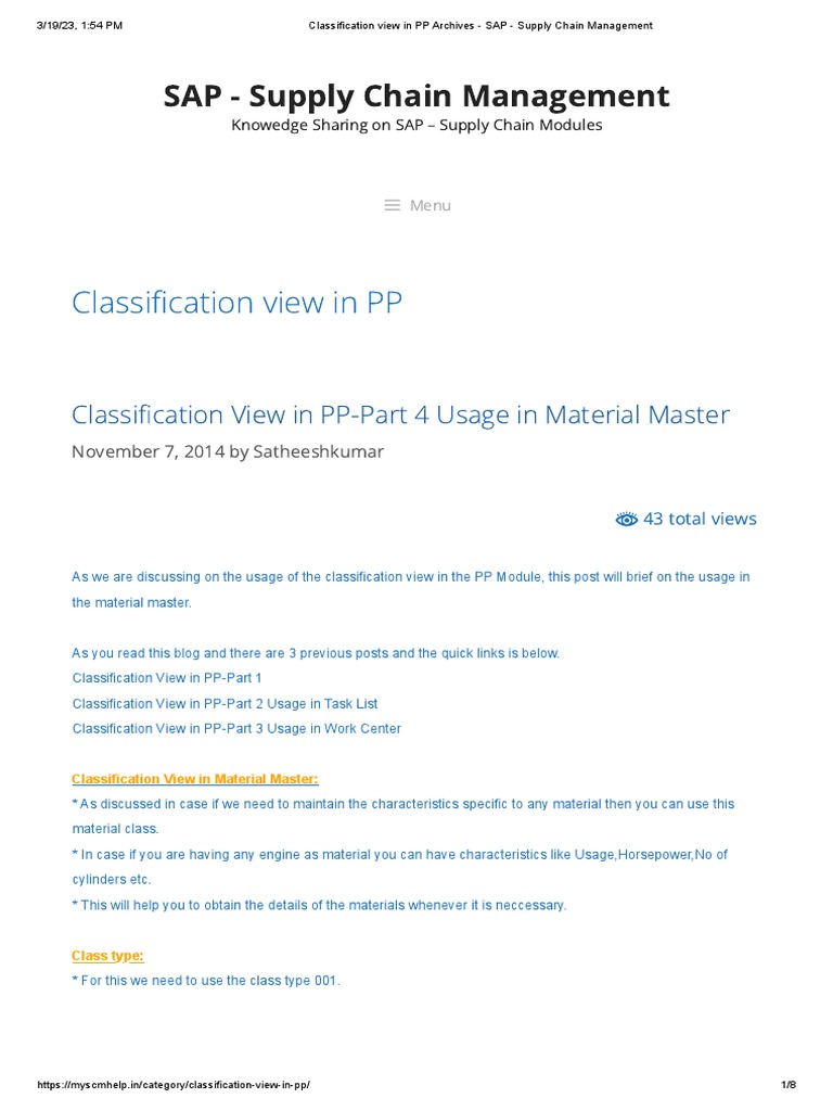 Classification View in PP Archives - SAP - Supply Chain Management | PDF | Supply Chain ...