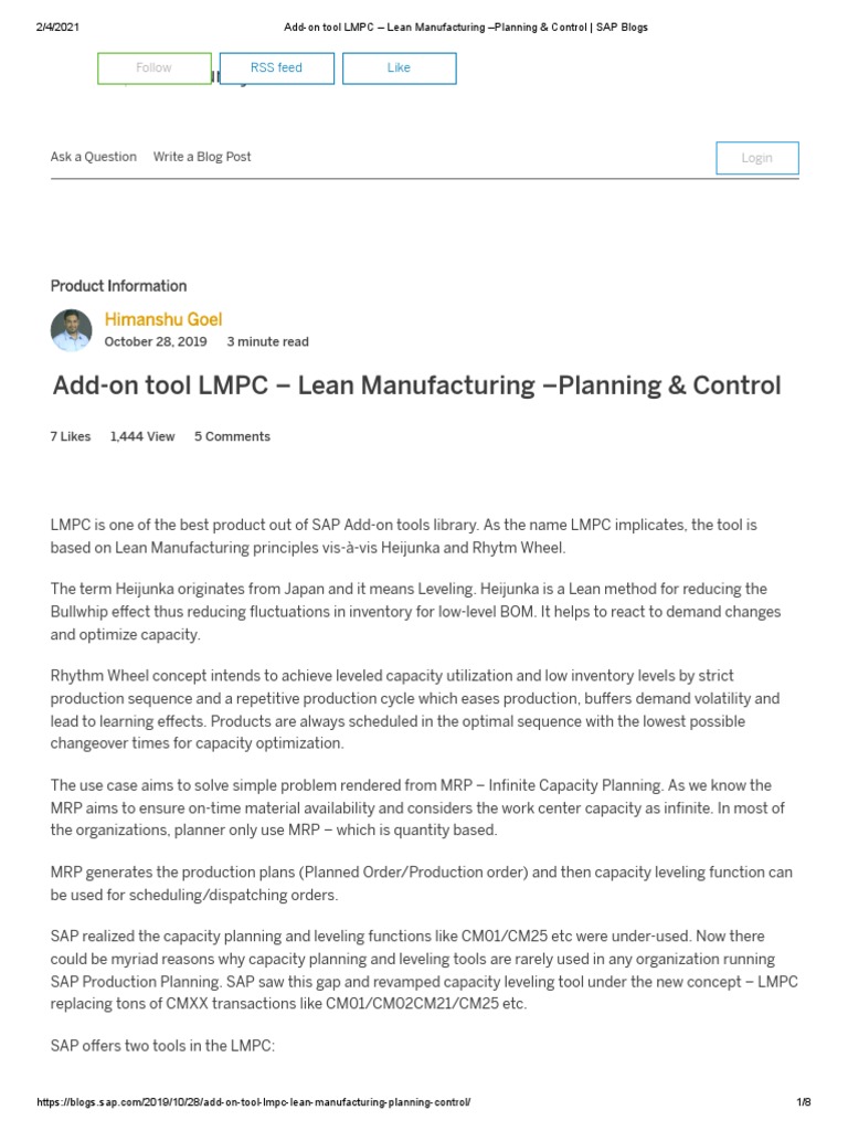 LMPC Tool for Lean Manufacturing Control | PDF | Lean Manufacturing ...