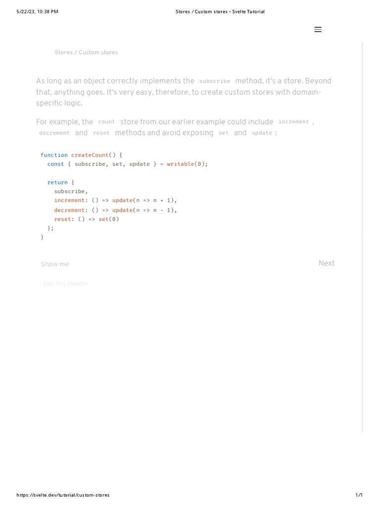 Using Custom Svelte Stores | PDF