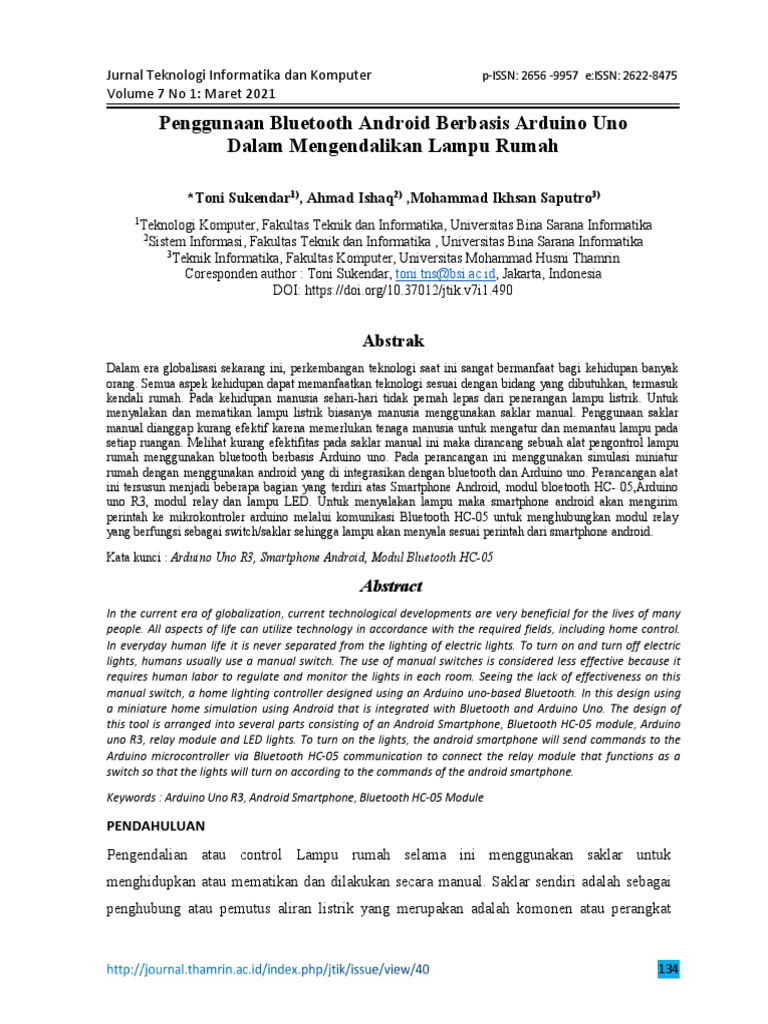 Penggunaan Bluetooth Android Berbasis Arduino Uno | PDF