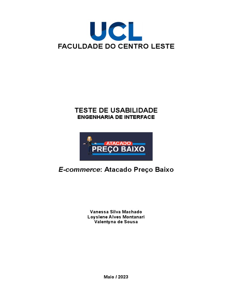 Teste de Usabilidade Engenharia de Interface | PDF | Usabilidade ...