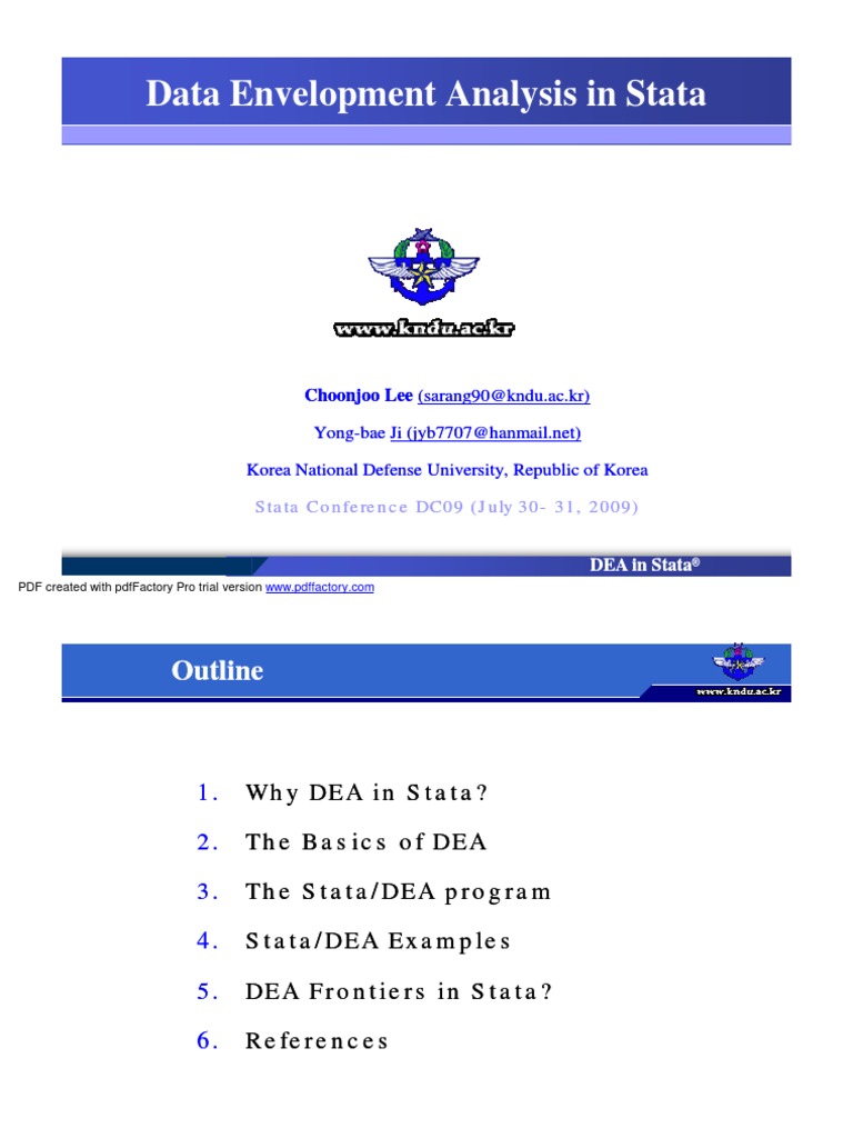 Data Envelopment Analysis in Stata | PDF | Application Software | Computing