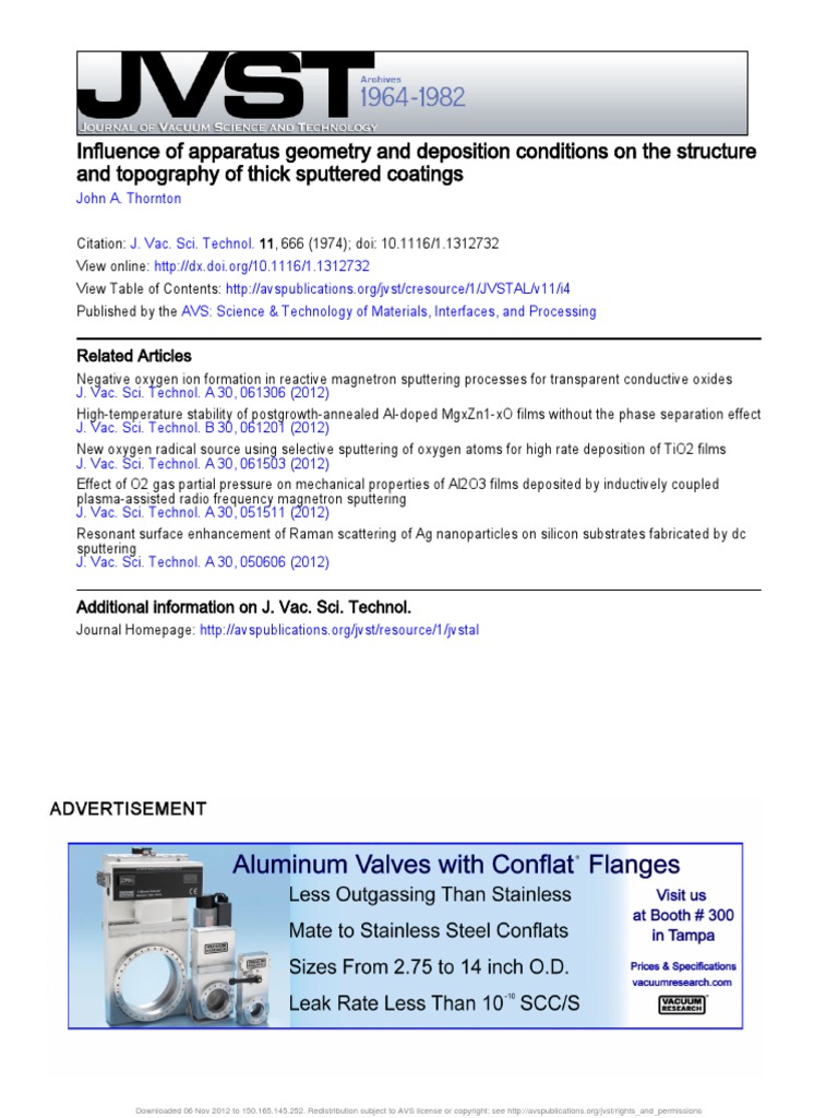 Influence of Apparatus Geometry and Deposition Conditions On The ...