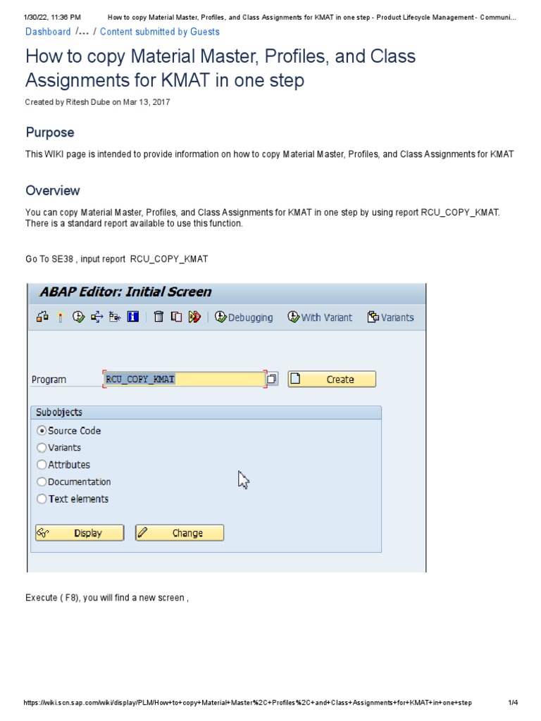 How To Copy Material Master, Profiles, and Class Assignments For KMAT ...
