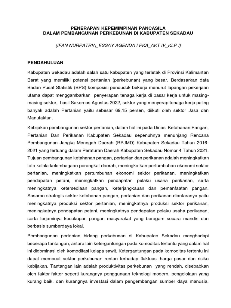 Ifan Nurpatria - Tugas Essay Agenda I - Angk Iv - KLP I | PDF | Ilmu Sosial