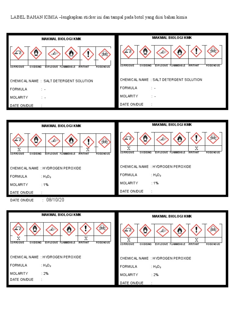 Chemical Labels for Biology Lab | PDF