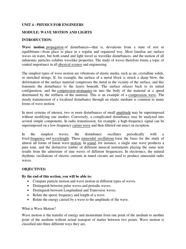 Wave Motion PDF | PDF | Waves | Reflection (Physics)