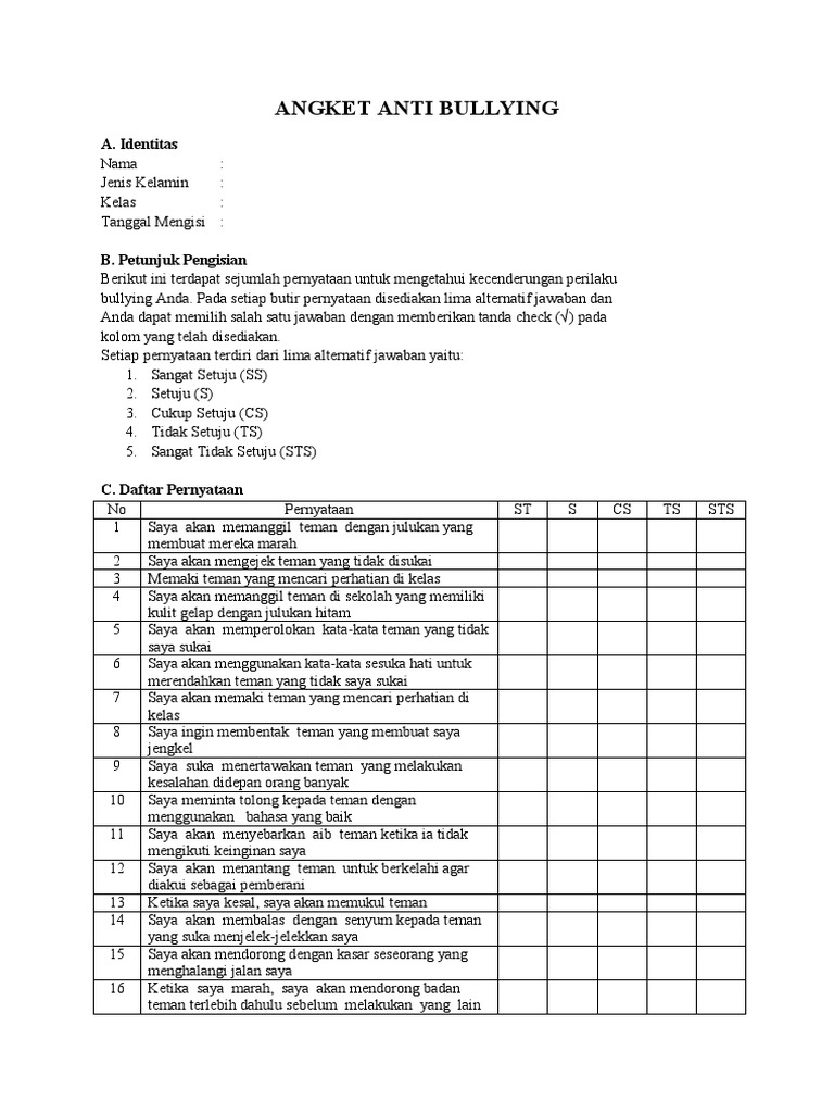 Angket Bullying New | PDF