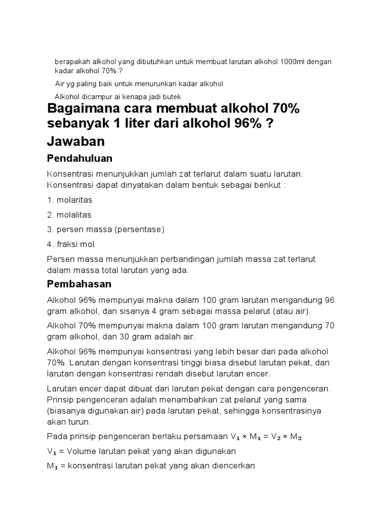 Pengenceran Alkohol | PDF