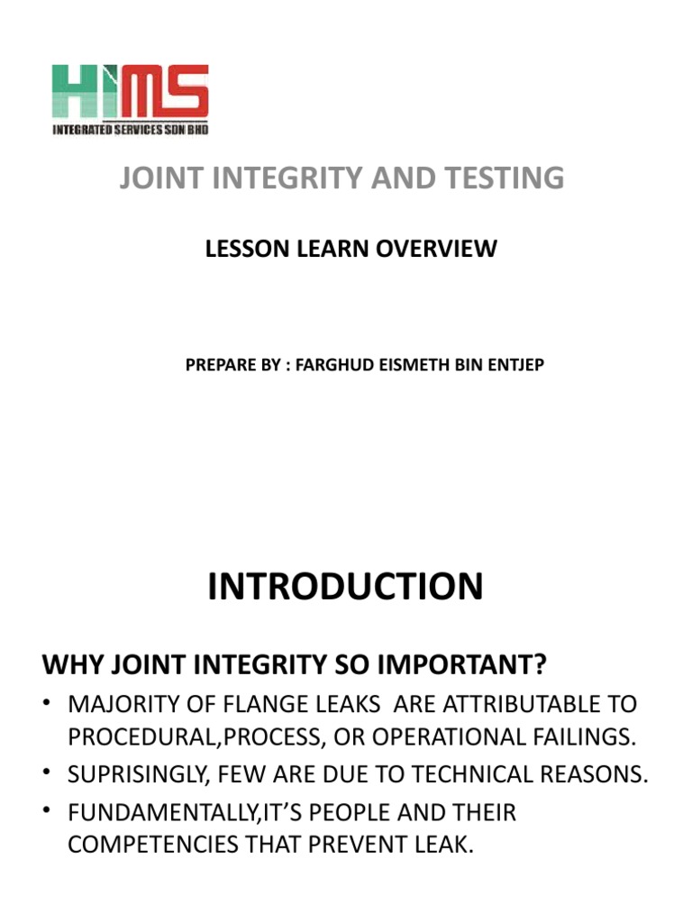 Hims Jit Lesson Learn | PDF | Integrity | Mechanical Engineering