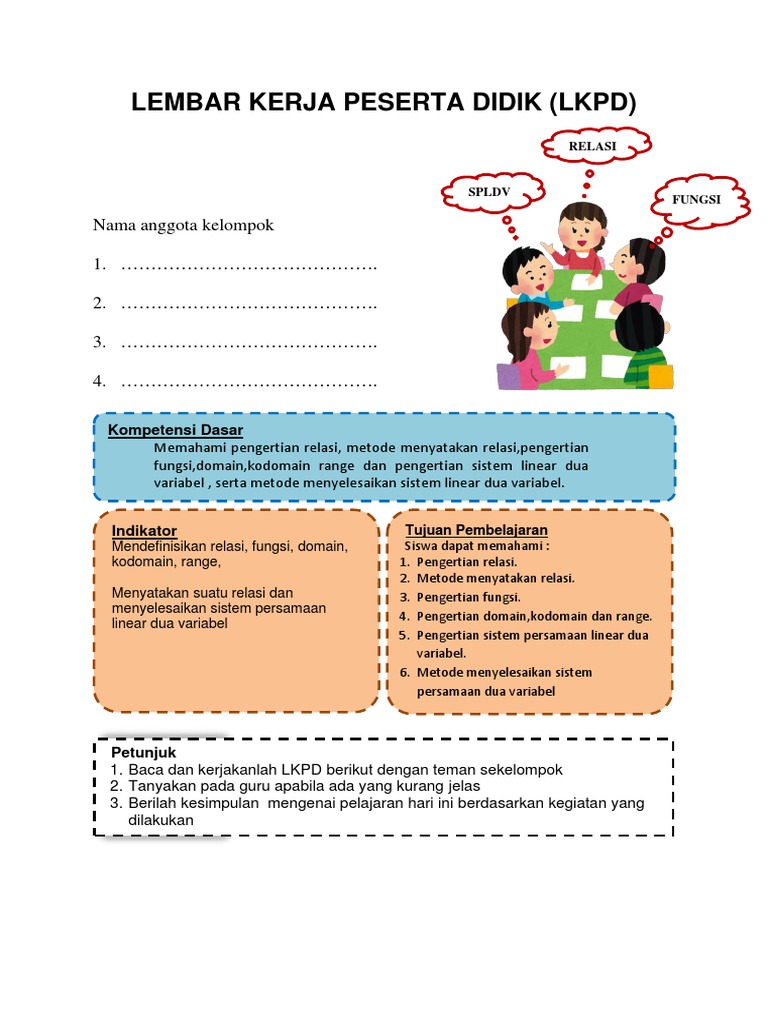 LKPD - Relasi Dan Fungsi SPLDV | PDF