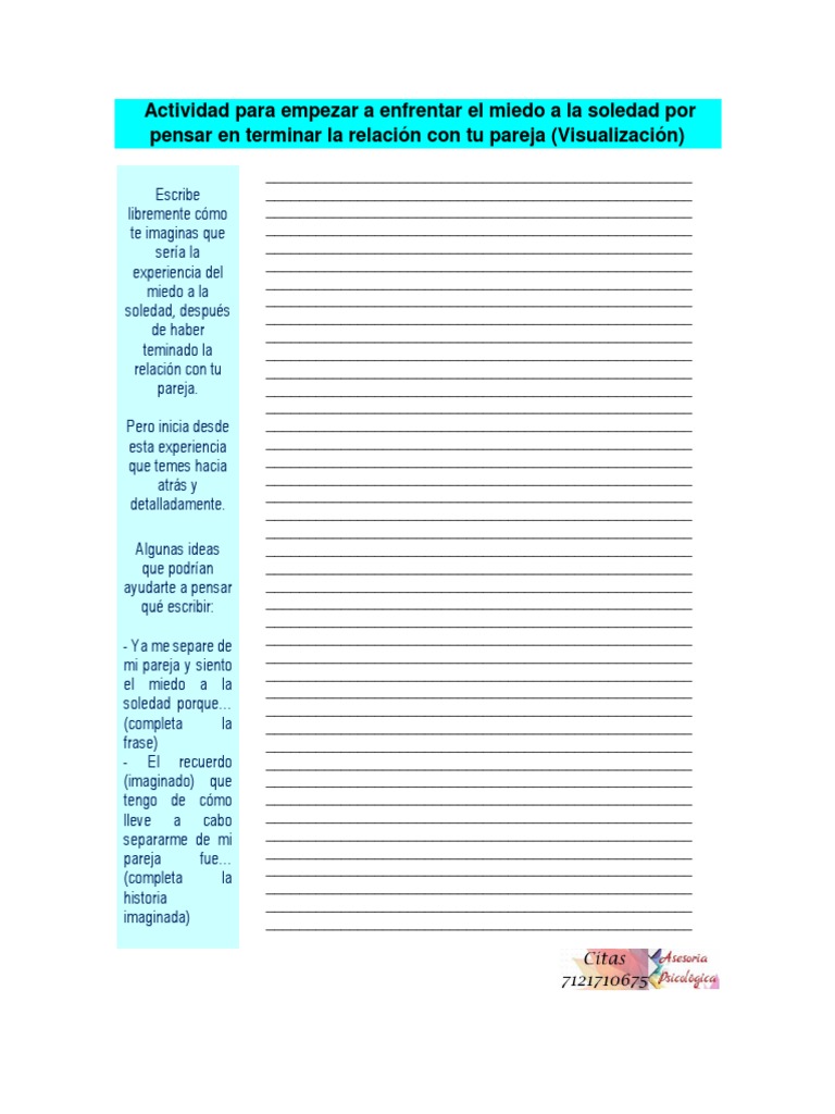 Actividad para Empezar A Enfrentar El Miedo A La Soledad Que Podrias ...