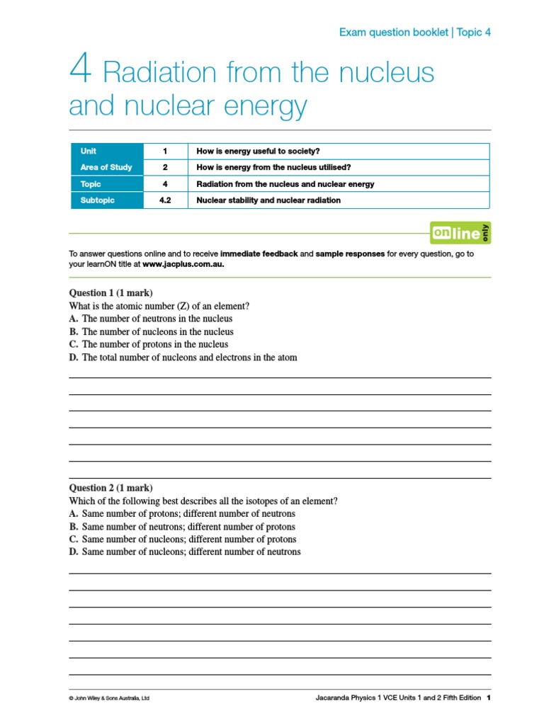 CH 4 - Radiation From The Nucleus-EQ | PDF | Atomic Nucleus ...