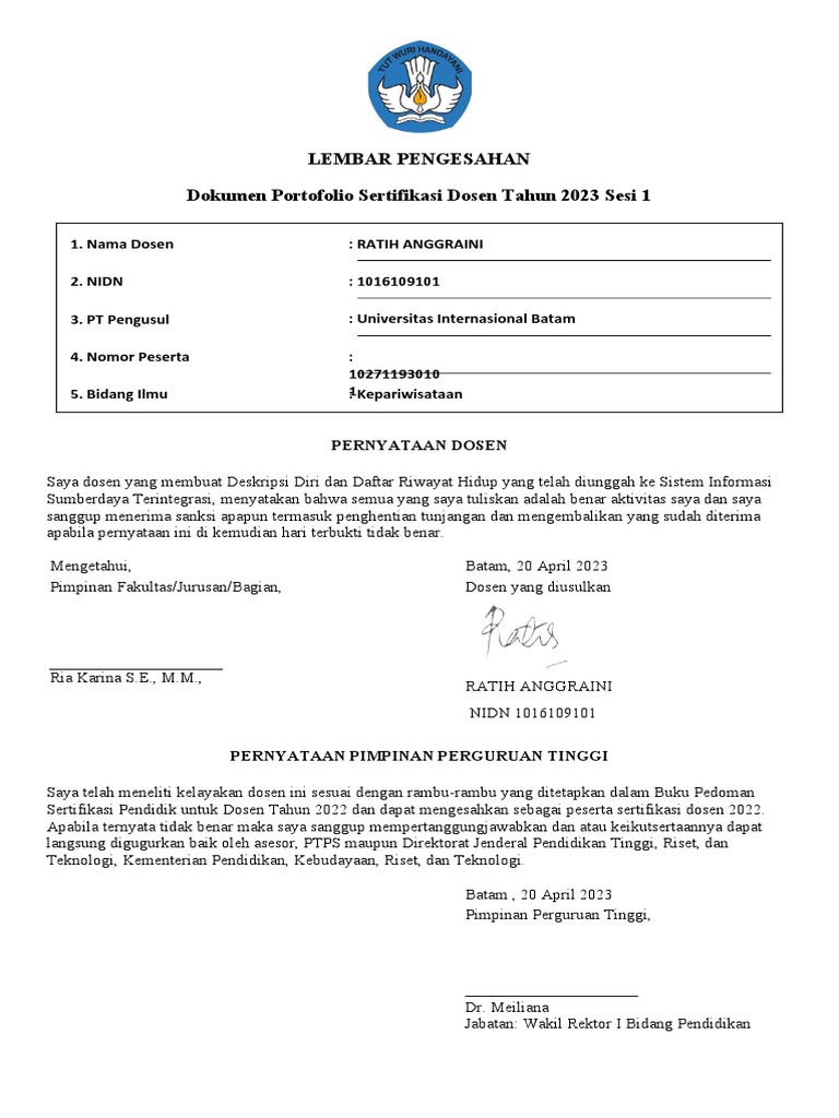 Lembar Pengesahan Serdos-Ratih Anggraini | PDF