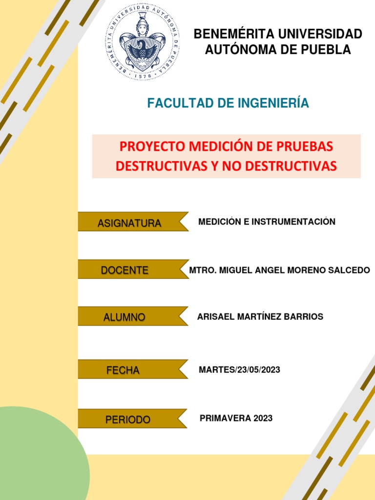Proyecto Medición de Pruebas Destructivas y No Destructivas | PDF | Pruebas no destructivas | Dureza
