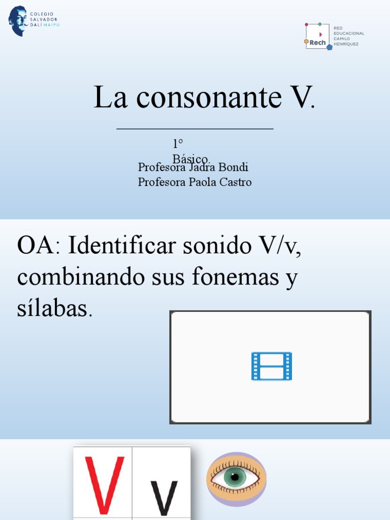 La Consonante V.: 1º Básico | PDF