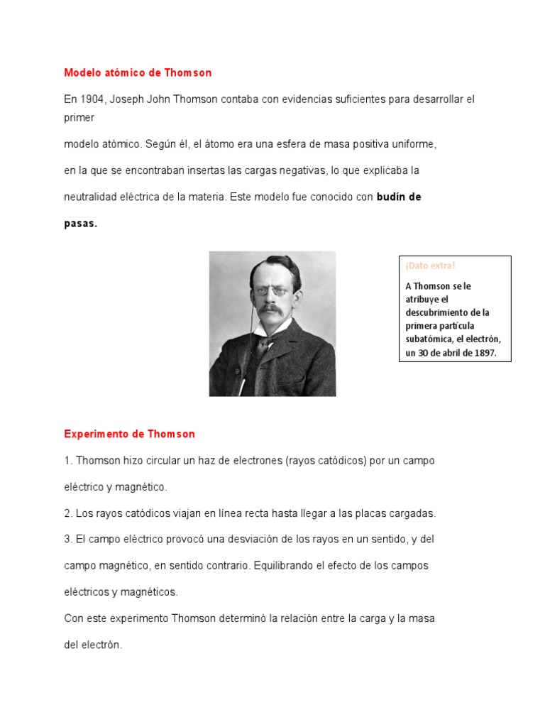 Modelo Atómico de Thomson | PDF | Arte | Ciencia y matemáticas