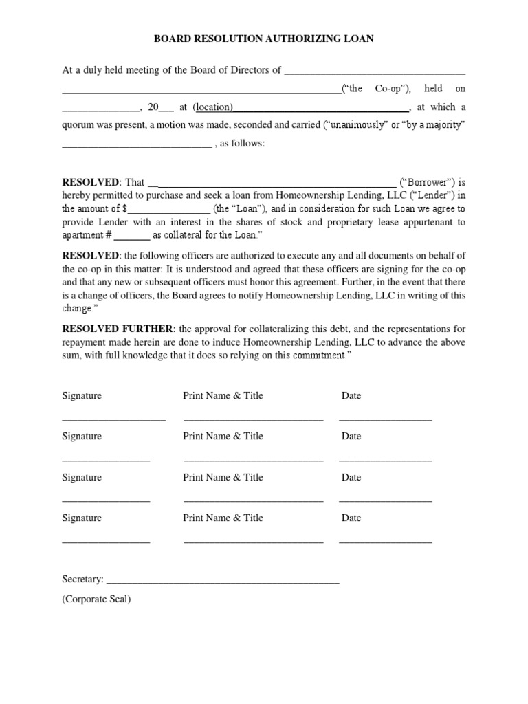 Board+Resolution For Loan | PDF