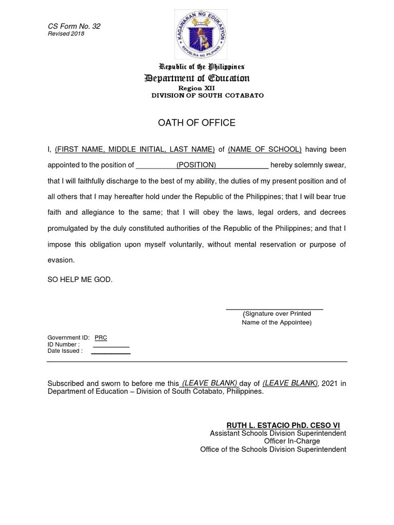 SAMPLE Oath of Office | PDF SAMPLE Oath of Office | PDF