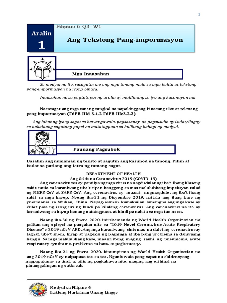 Filipino 6 Q3 Week 1 | PDF