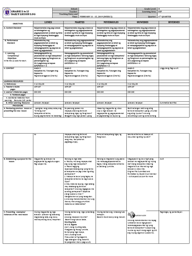 DLL - Esp 2 - Q4 - W5 | PDF