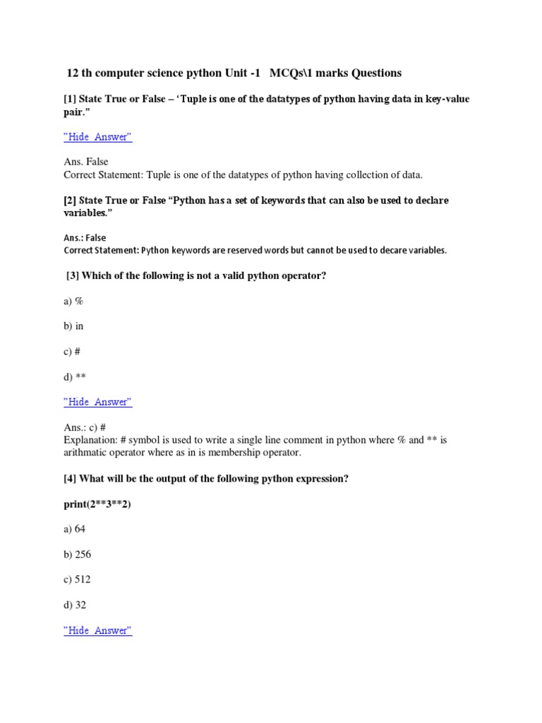 12 TH Computer Science Python Unit-1 Notes | PDF | Parameter (Computer ... 12 TH Computer Science Python Unit-1 Notes | PDF | Parameter (Computer ...