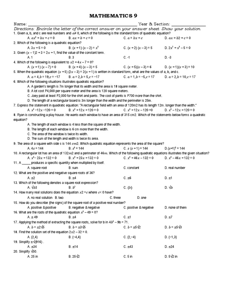 Mathematics 9 | PDF | Mathematical Analysis | Algebra