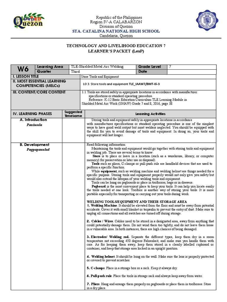 G7 LEAP - Week 6 SMAW | PDF | Welding | Construction