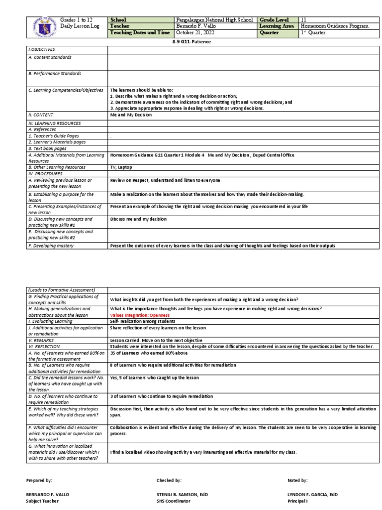 DLL Template-Module4-Hgp | PDF | Learning | Teachers