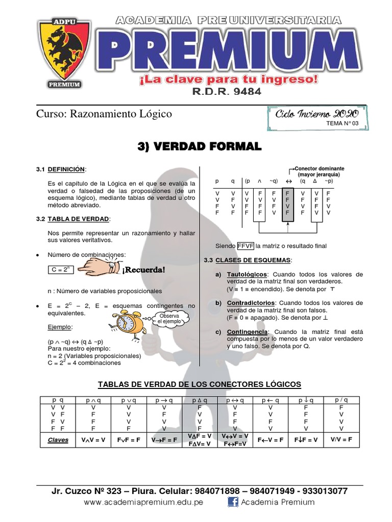 Tema 03 de Raz Logico Verdad Formal | PDF | Proposición | Verdad