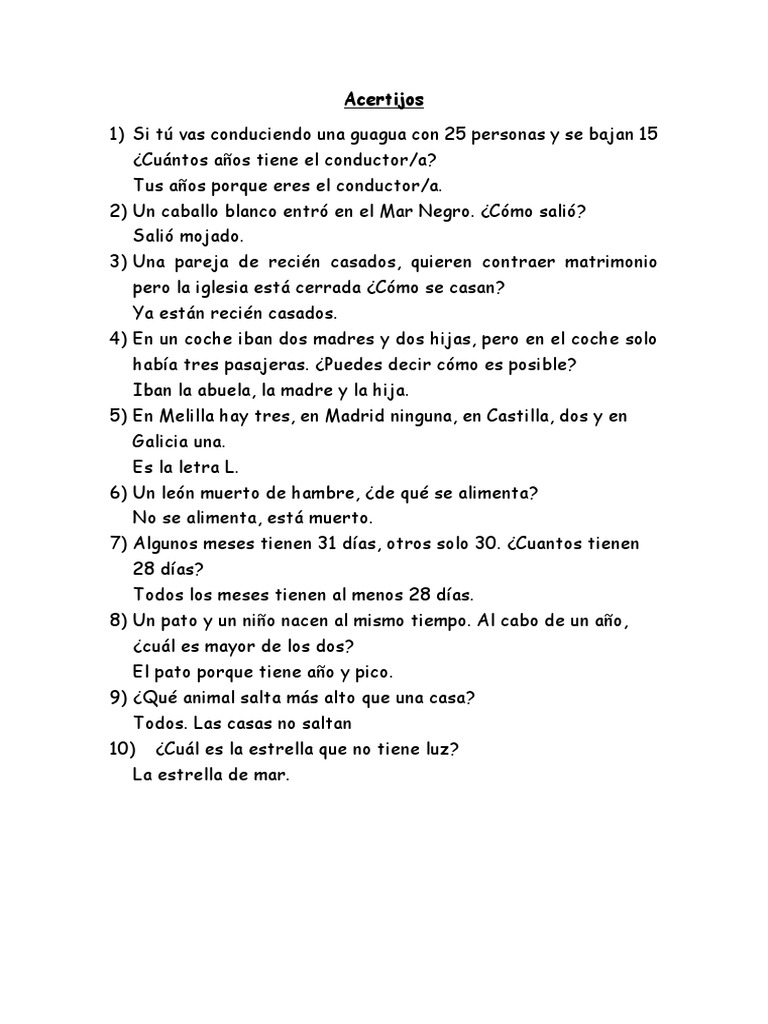 Acertijos divertidos y sorprendentes | PDF