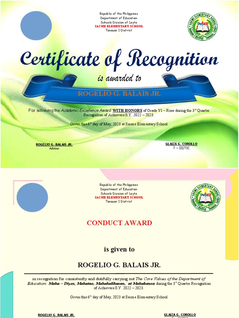 3rd Quarter Recognition Day Awards | PDF