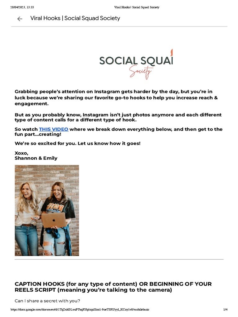 Viral Hooks - Social Squad Society | PDF