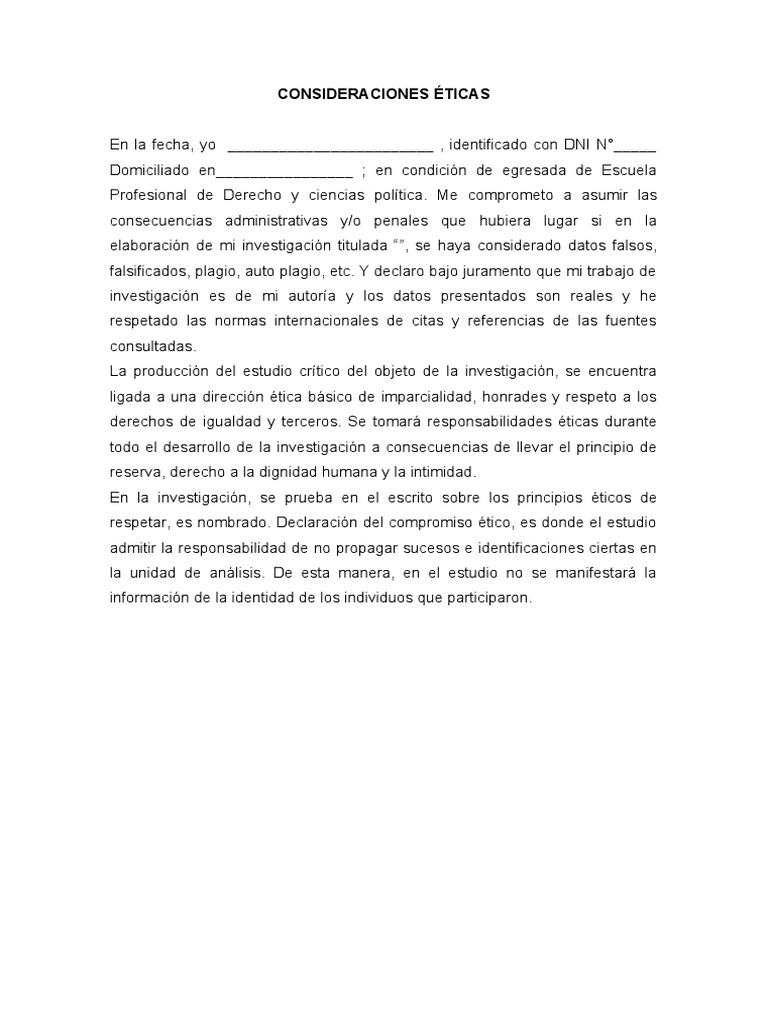 Consideraciones Éticas | PDF