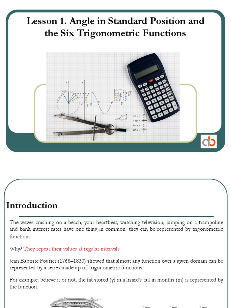 Lesson 1 - Angle in Standard Position and The Six Trigonometric Functions | Download Free PDF ...