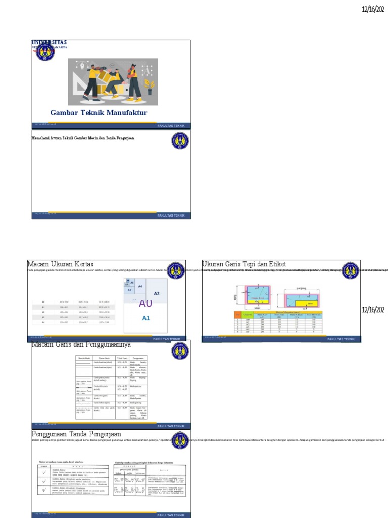 Gambar Teknik Manufaktur: Universitas | PDF