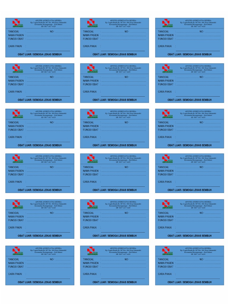 Etiket Obat | PDF