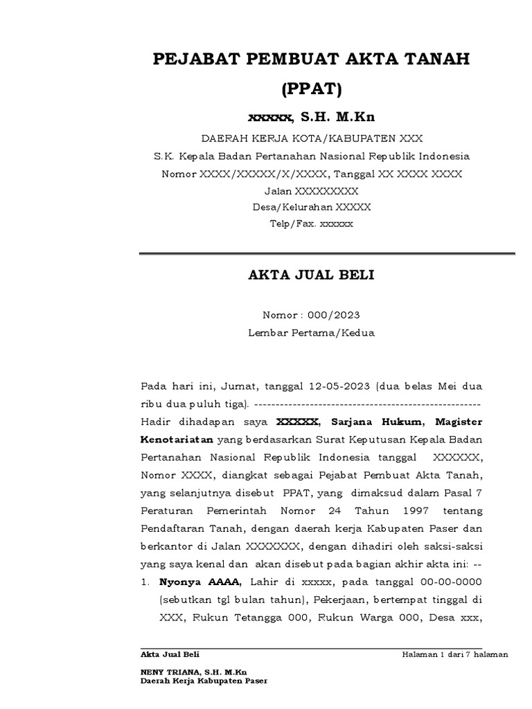 Contoh Akta Jual Beli Dengan Kuasa Dan Tanda Tangan Mantan Pasangan ...