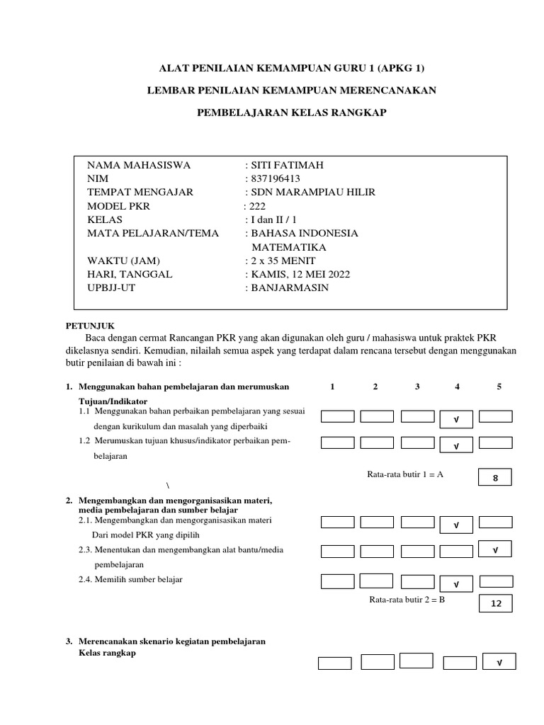 APKG 1 & 2 Siklus II Penilai 2..... | PDF