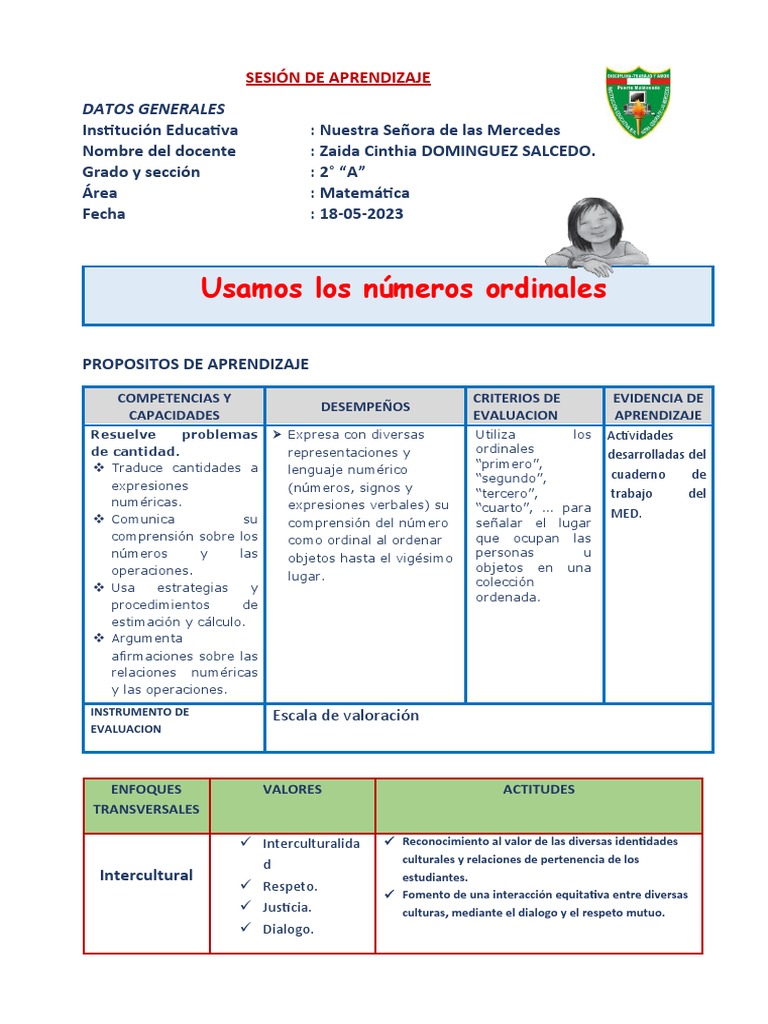 Uso de Números Ordinales en Clase | PDF | Evaluación | Ciencia cognitiva