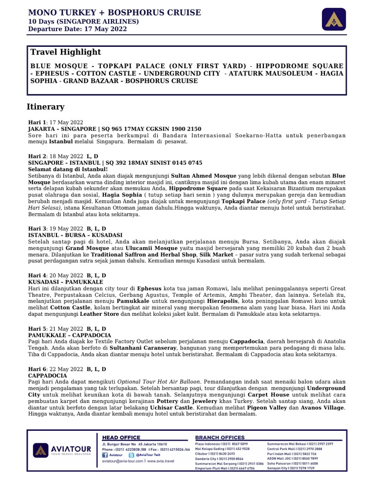 Mono Turkey + Bosphorus Cruise | PDF