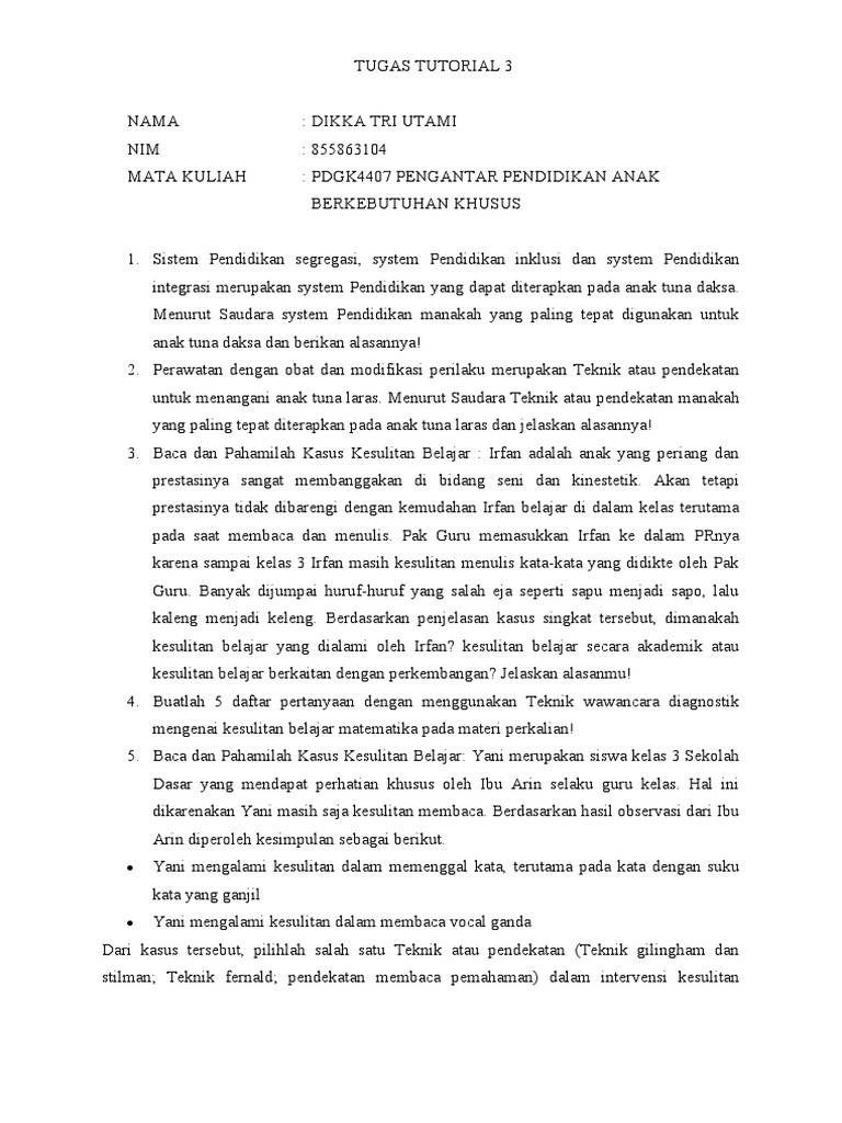 Tugas Tutorial 3 Abk | PDF | Kesehatan Holistik | Sains & Matematika