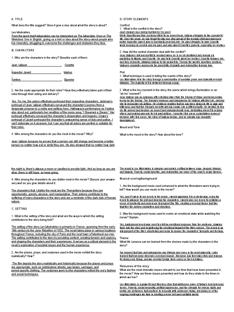 Character Analysis of Jean Valjean | PDF | Cosette | Les Misérables