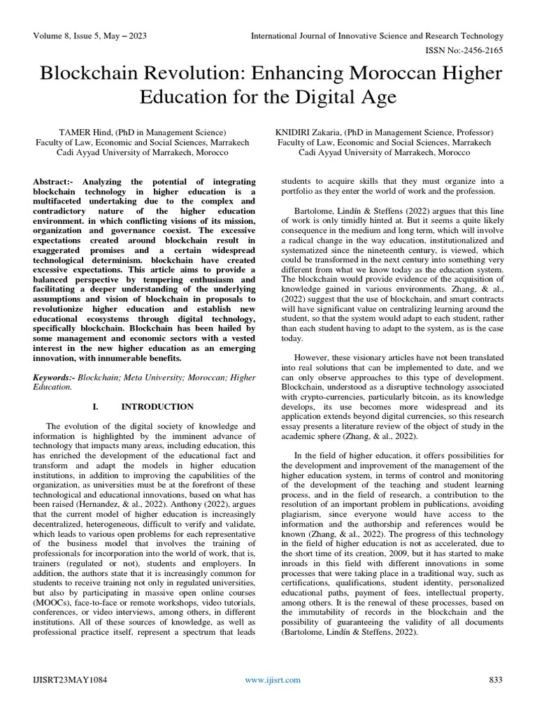 Blockchain in Moroccan Education | PDF | Educational Technology | Learning