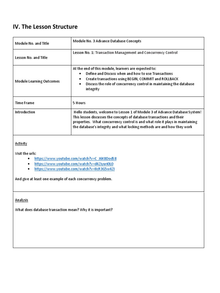 Module 3 - Advance Database Concepts-Lesson 1 | PDF