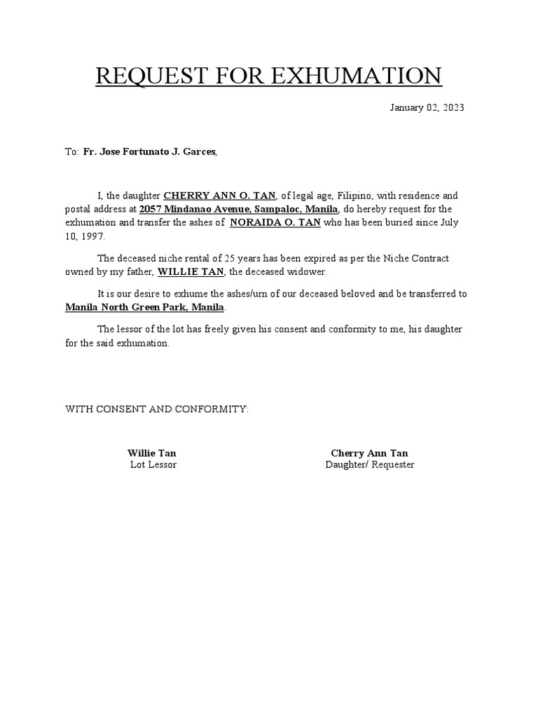 Request For Exhumation - For Merge | PDF